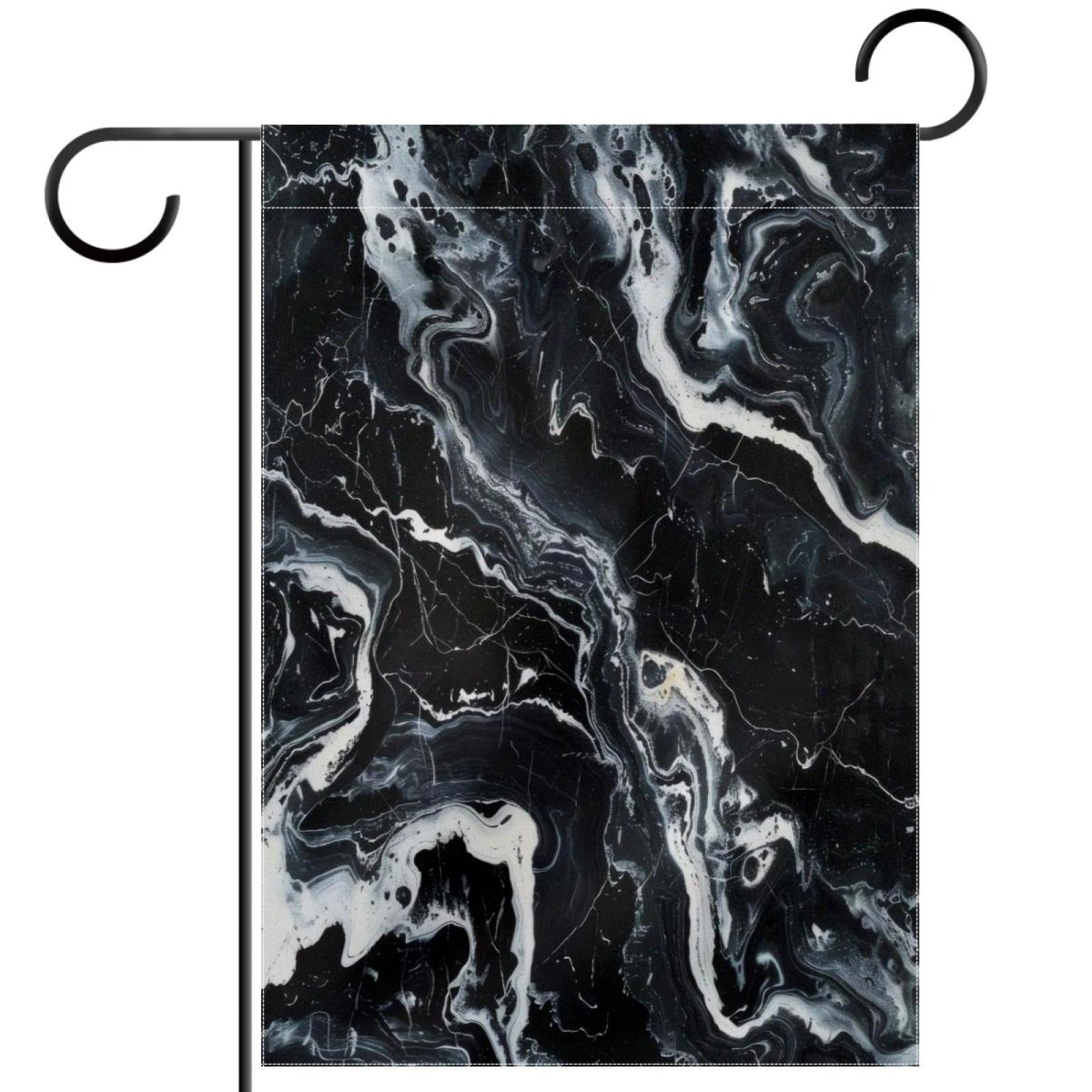 Black Marble Texture Print Art Polyester Garden Flag Banner 12 x 18 ...