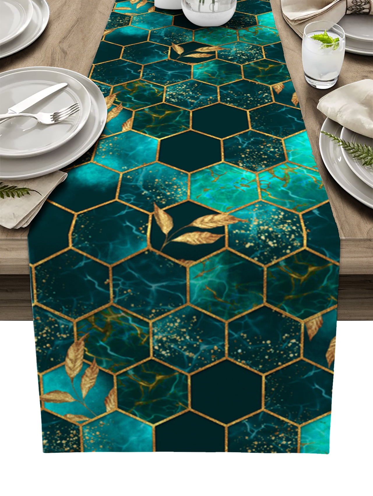 Black Marble Texture Table Runner Printed Coffee Tablecloth Wedding r ...