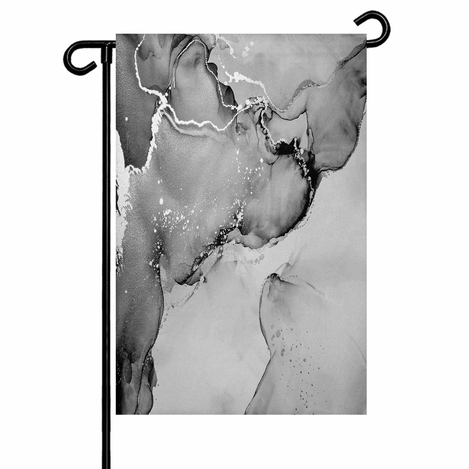 Black Marble Textured Garden Flags for Outside Abstract Ocean Fluid Art ...