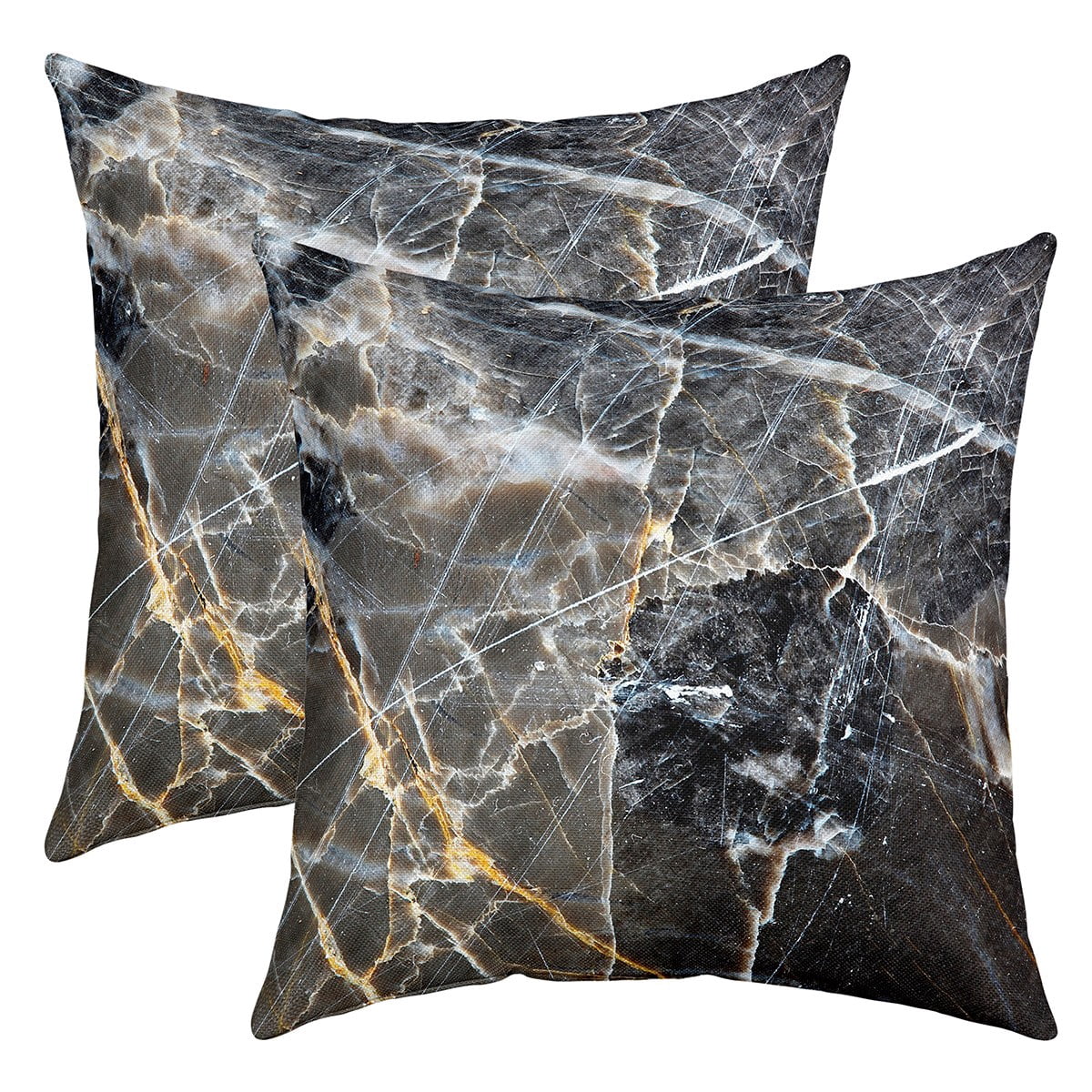 Black Marble Throw Pillow Covers 20x20 inch set of 2,White and Gold ...