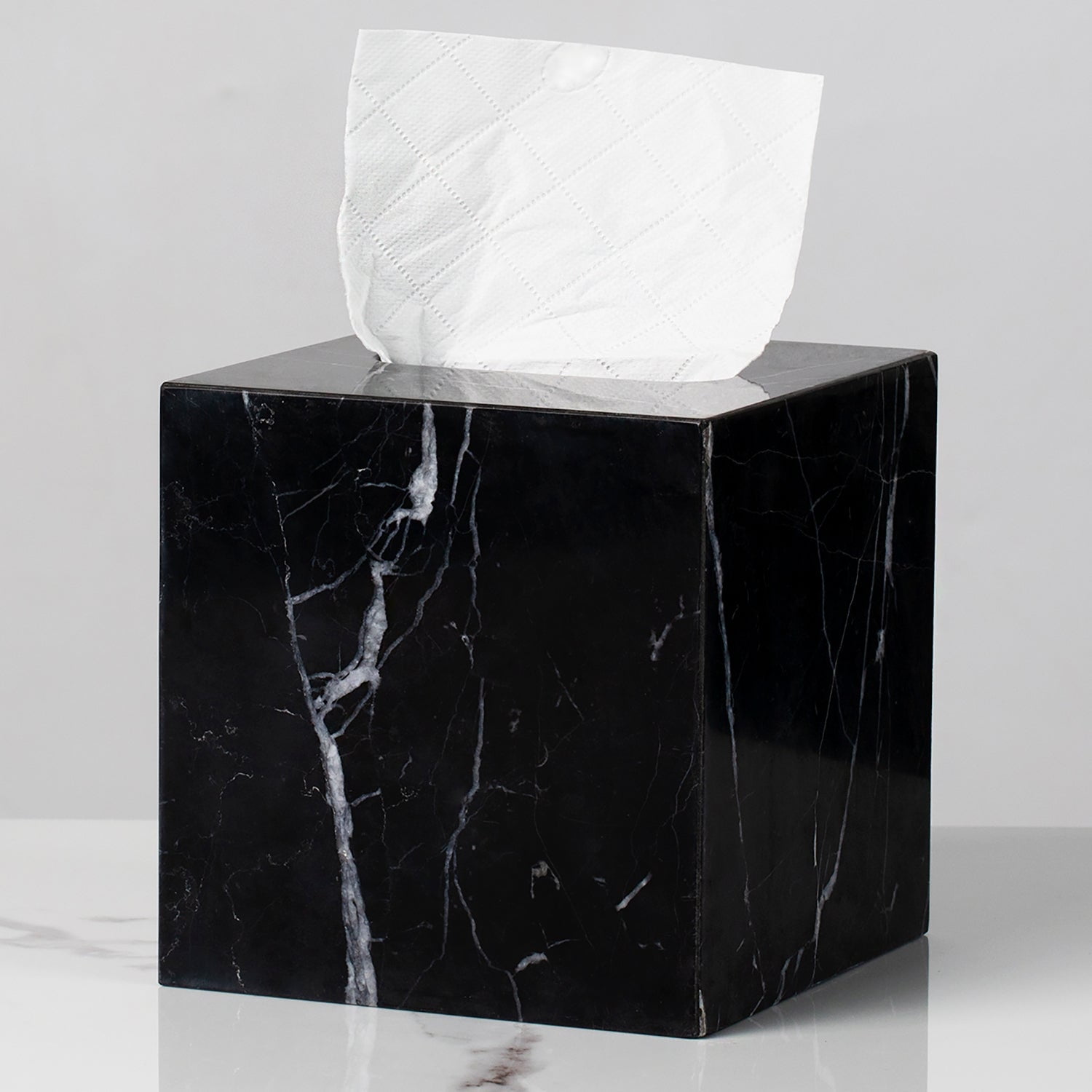 Black Marble Tissue Box Cover, Removable with Acrylic Board Bottom ...