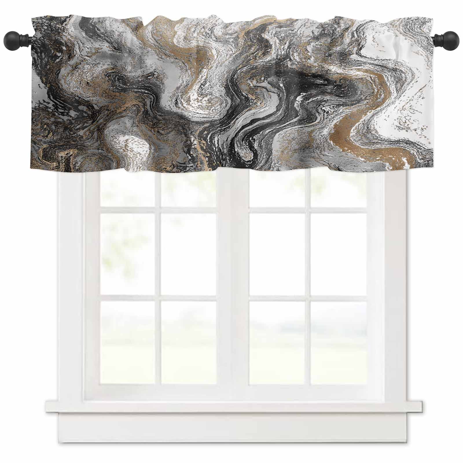 Black Marble Valances for Windows Farmhouse Kitchen Curtains Valances ...