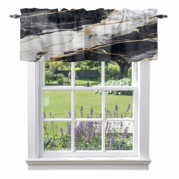 Black Marble Valances for Windows, Gold Line Modern Valance Window ...