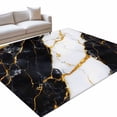 Black Marble Washable Rug 5x7 Area Rug for Living Room Bedroom Non Slip ...