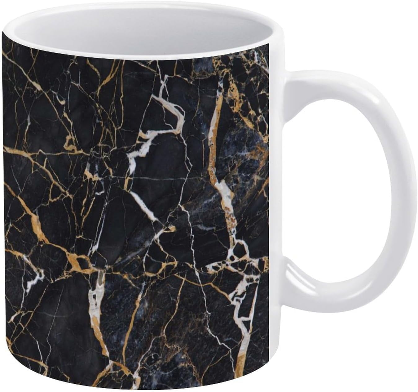 Black Marble with Yellow and White Veins Agate Ripples Luxury Paint ...