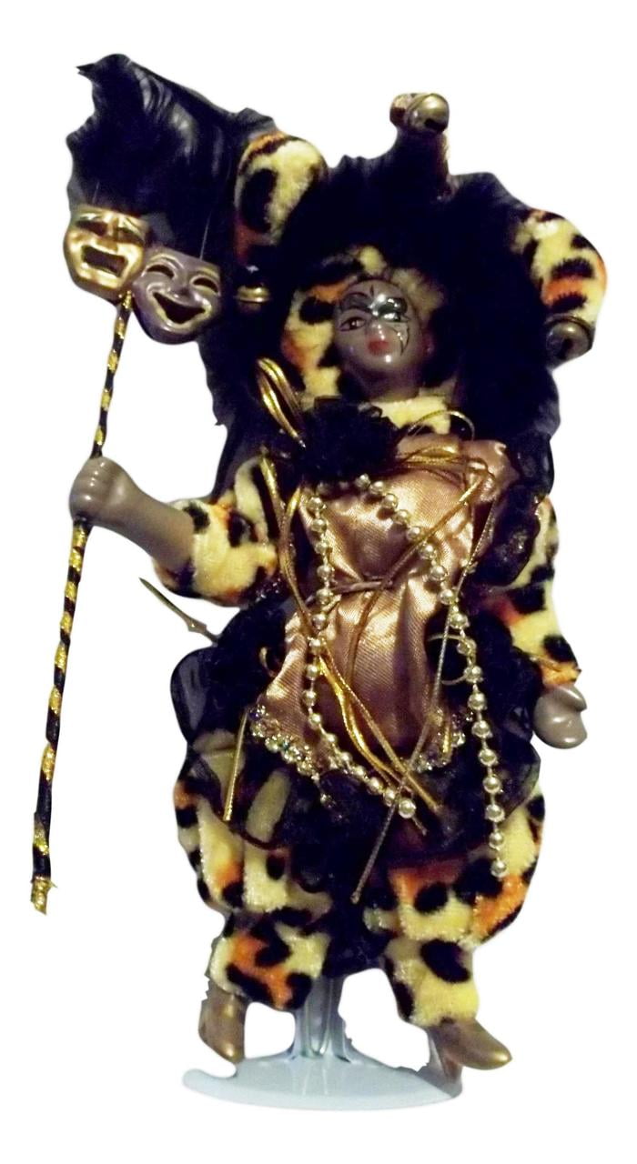Black Mardi Gras Jester Doll 7" Leopard with stand - Walmart.com