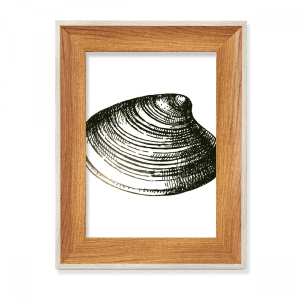 Black Marine Life Scallop Illustration Desktop Wooden Photo Frame ...