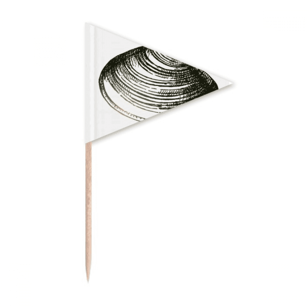 Black Marine Life Scallop Illustration Toothpick Triangle Cupcake ...