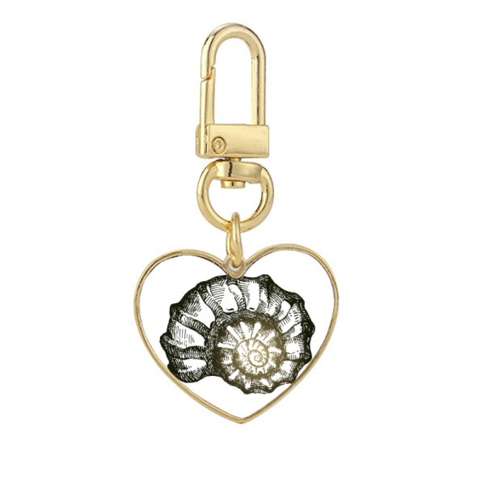 Black Marine Life Snail Pattern Gold Heart Keychain Metal Keyring ...