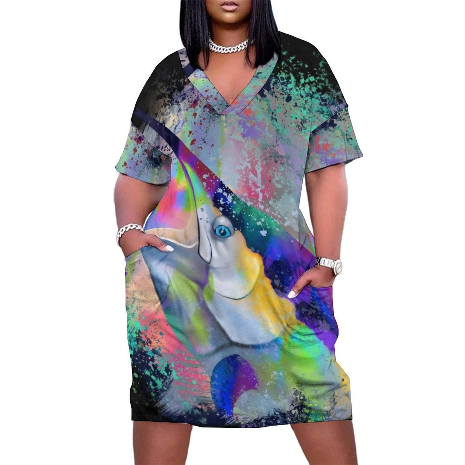 Black Marlin Color Breach Loose Pocket Dress Evening dresses dress ...