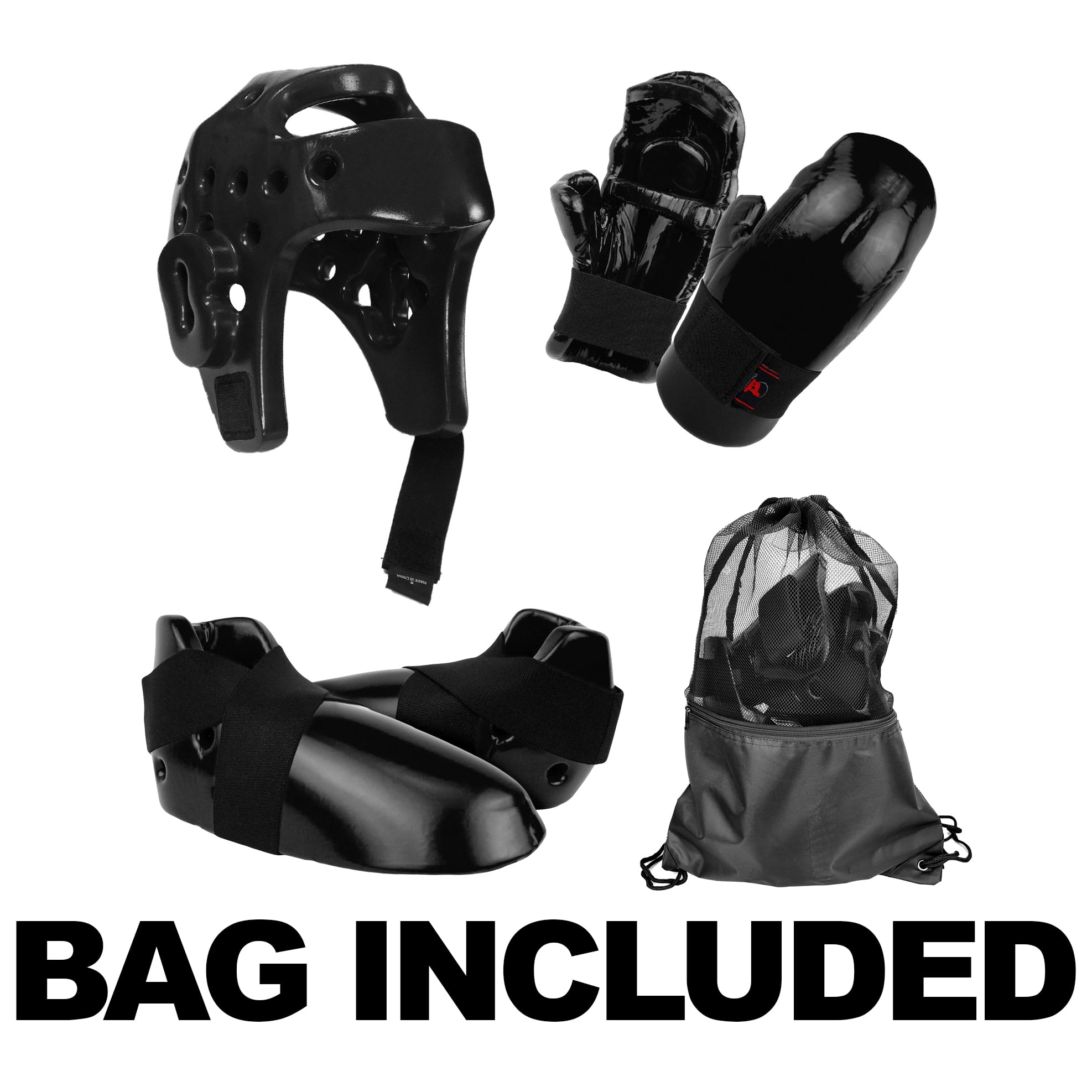 Black Martial Arts Gear Head Hand Feet guard Taekwondo Karate Sparring ...