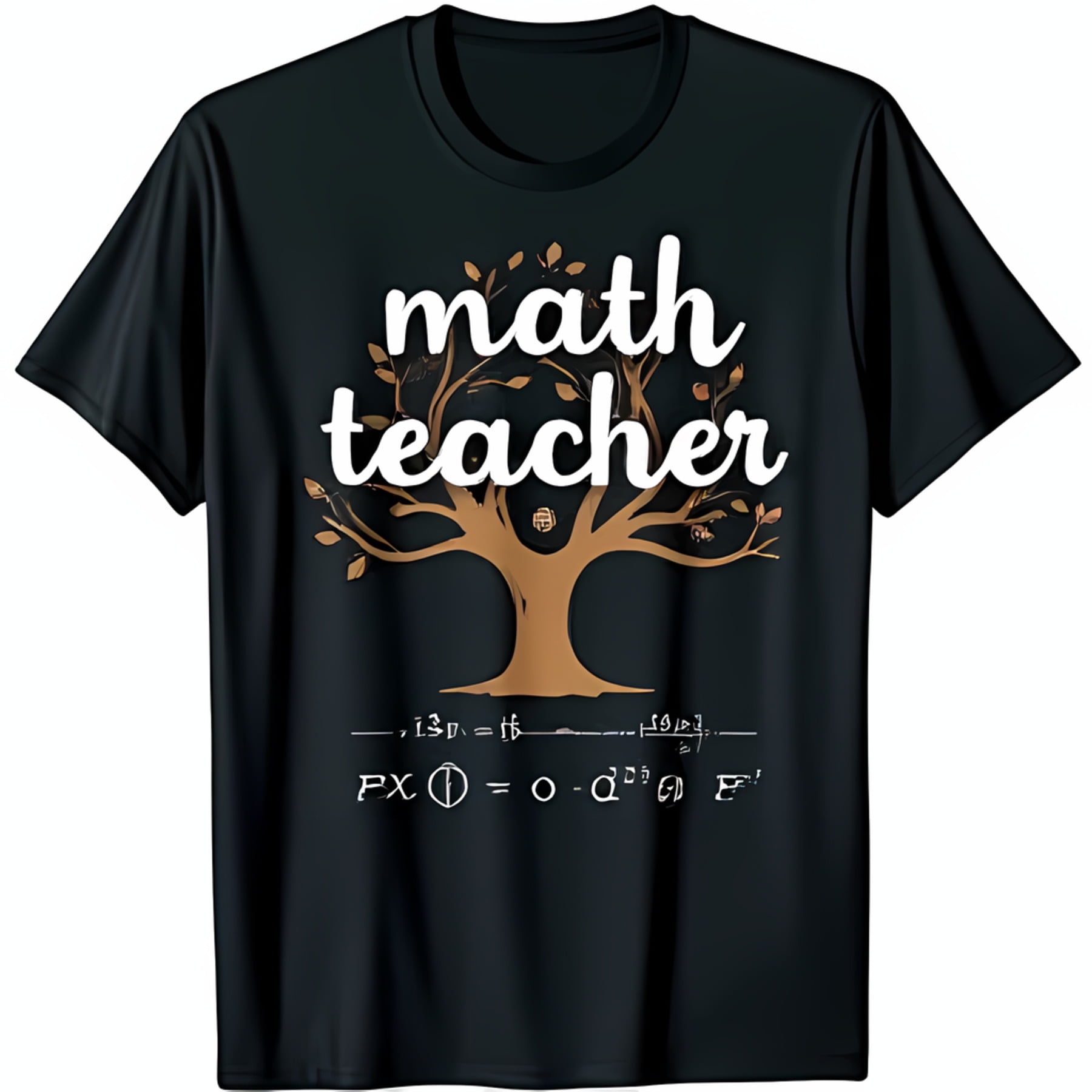 Black Math Teacher T-Shirt with Brown Tree Design & Equations - Walmart.com