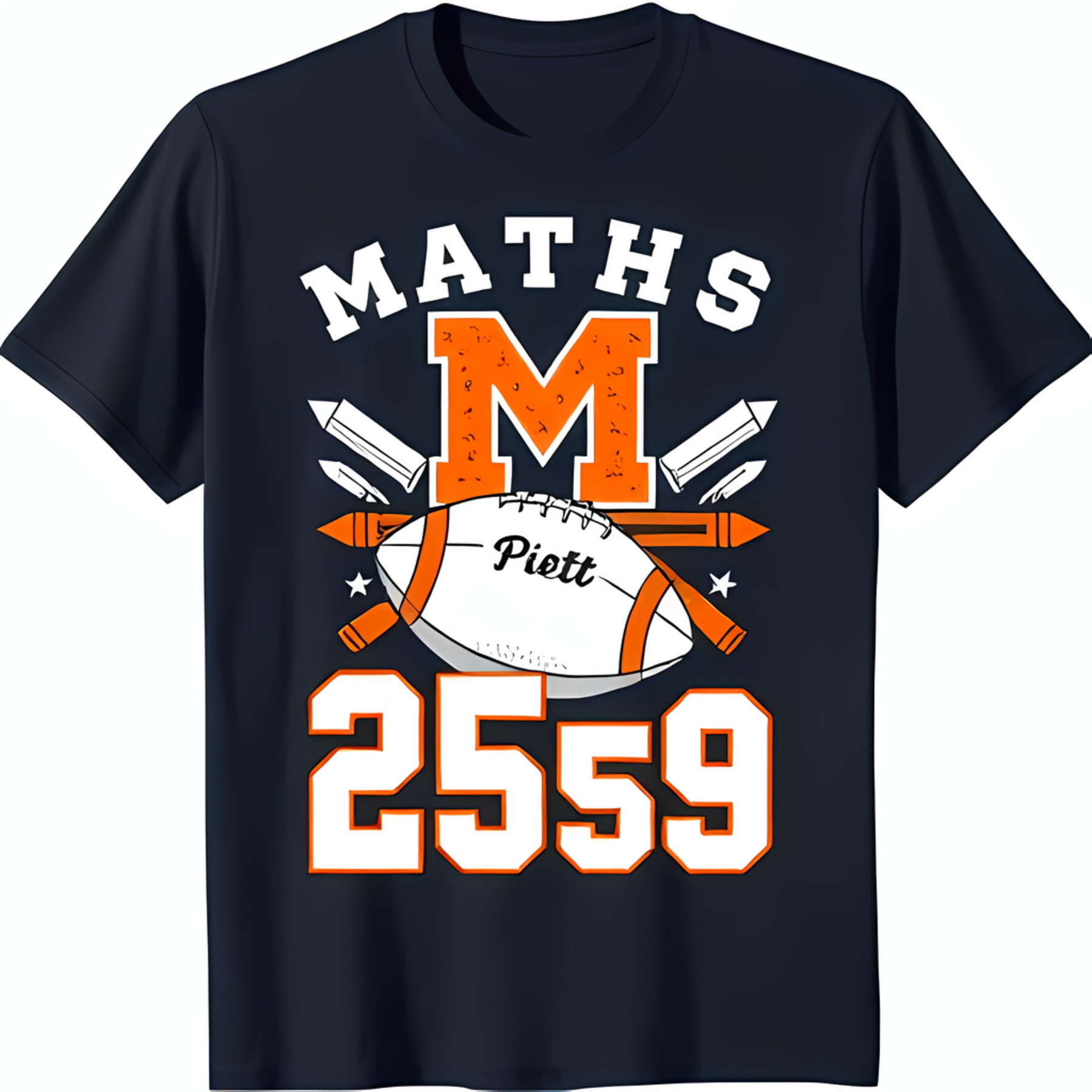 Black Math Themed T-Shirt with Bold 'MATHS' and 2559 Design - Walmart.com