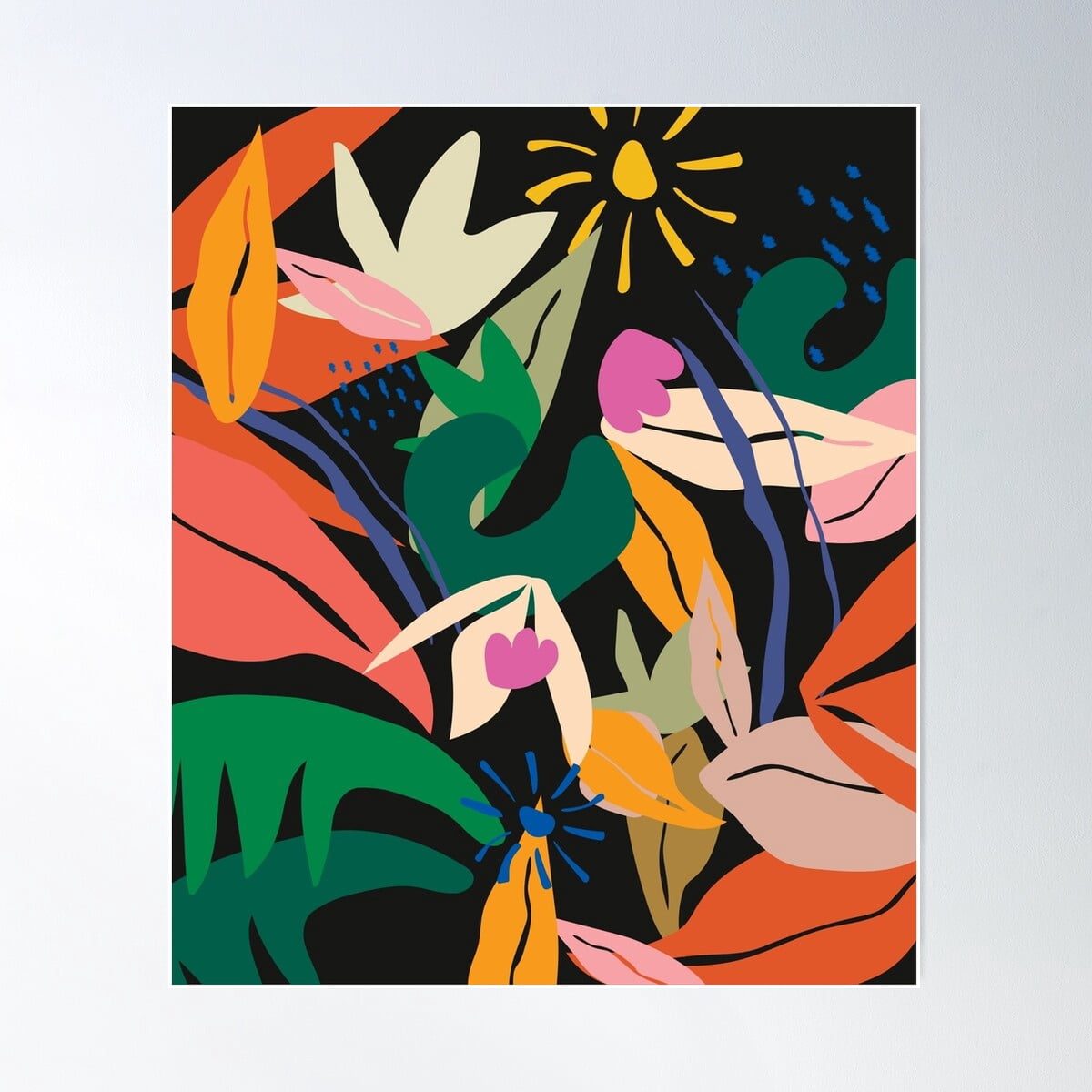 Black Matisse Plants Poster Wall Art, Modern Wall Decor For Living Room ...