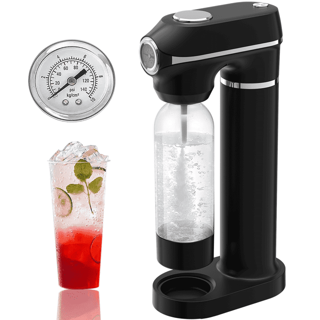 Black Matte Soda Maker for Home,Sparkling Water Maker,Sparkling Water Machine with 1L Soda ...