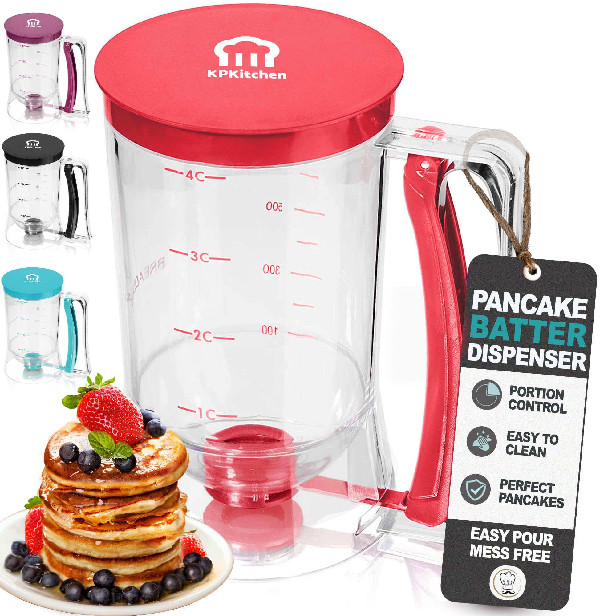 Black Measuring Label Pancake Batter Dispenser for Multi Baking Use ...