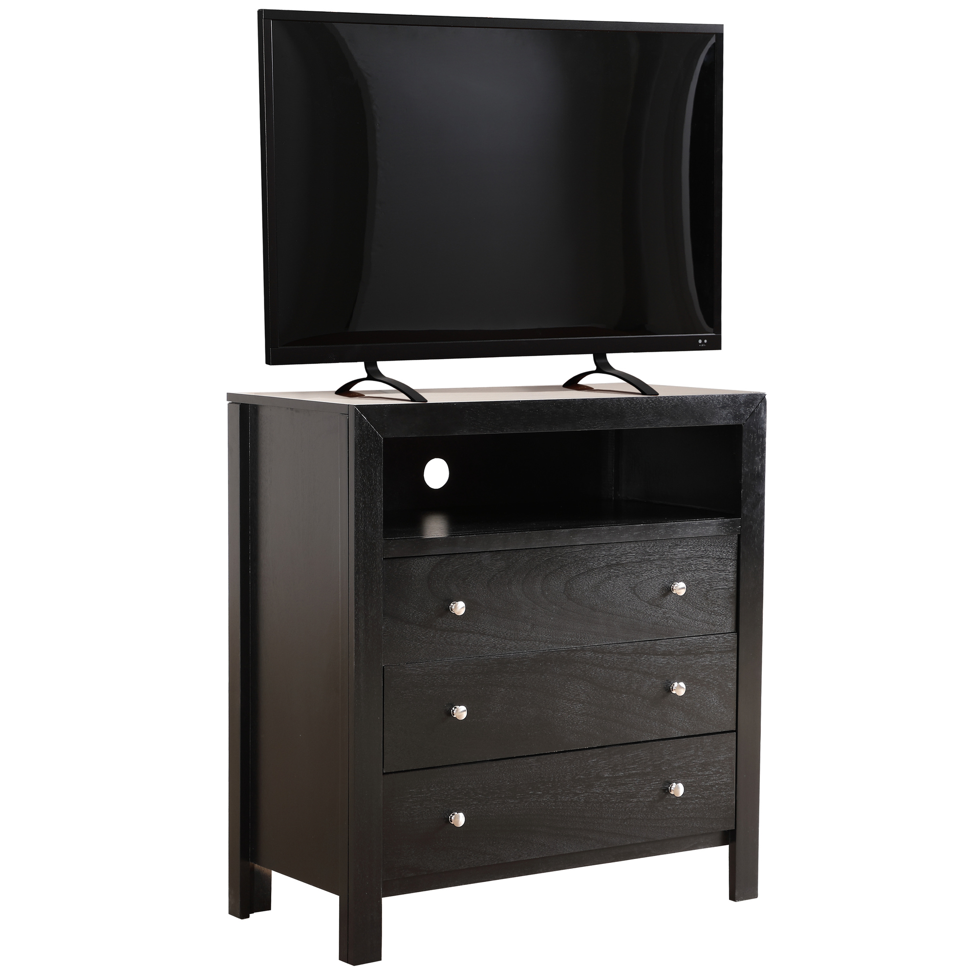 Black Media Chest For Bedroom G2450 - Particle Board With Back And ...