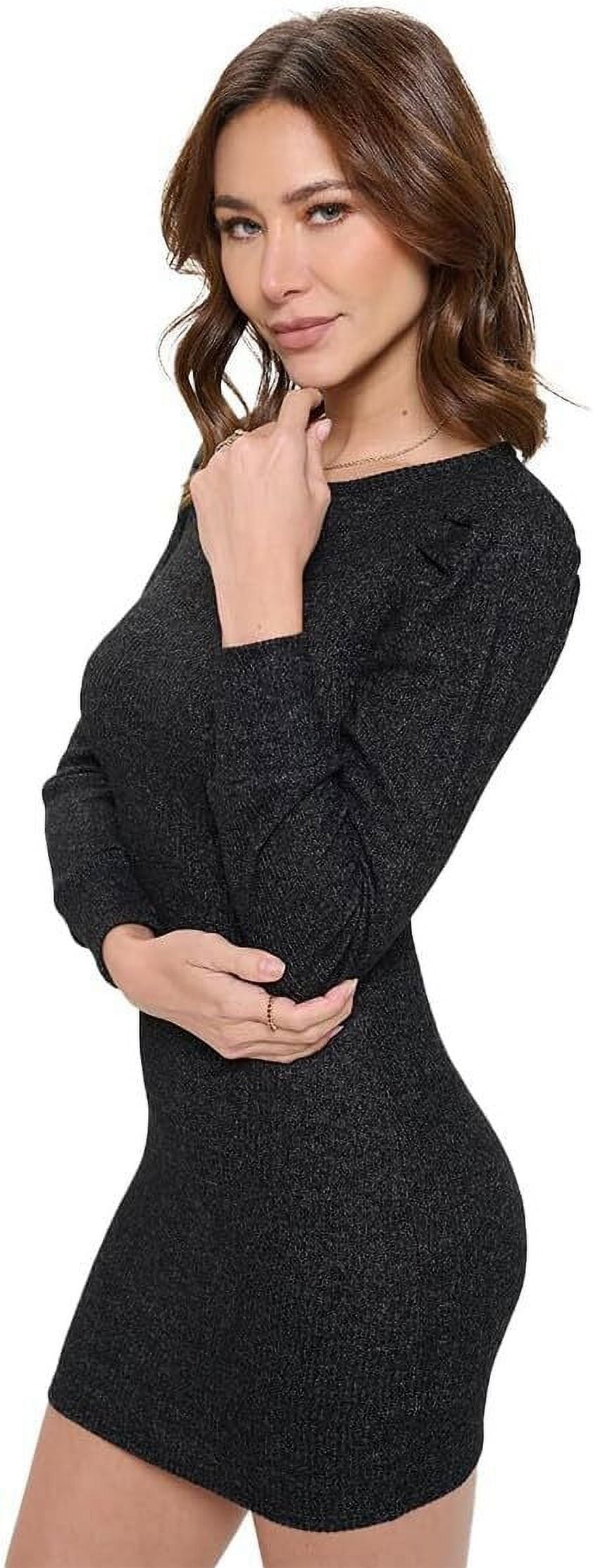 Black Medium Size Women's Long Sleeves Mini Cocktail Bodycon Dress ...