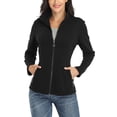 Black Medium Women's Full-Zip Stand Collar Slim Fit Athletic Running ...