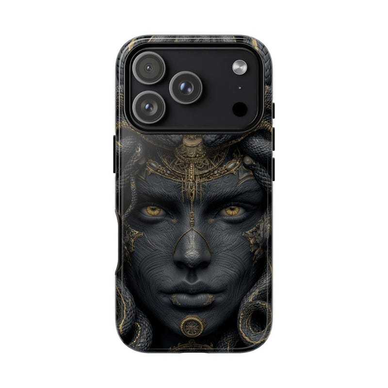 Black Medusa Snake Serpent Tough Case for iPhone 11,12,13,14,15,16 ...