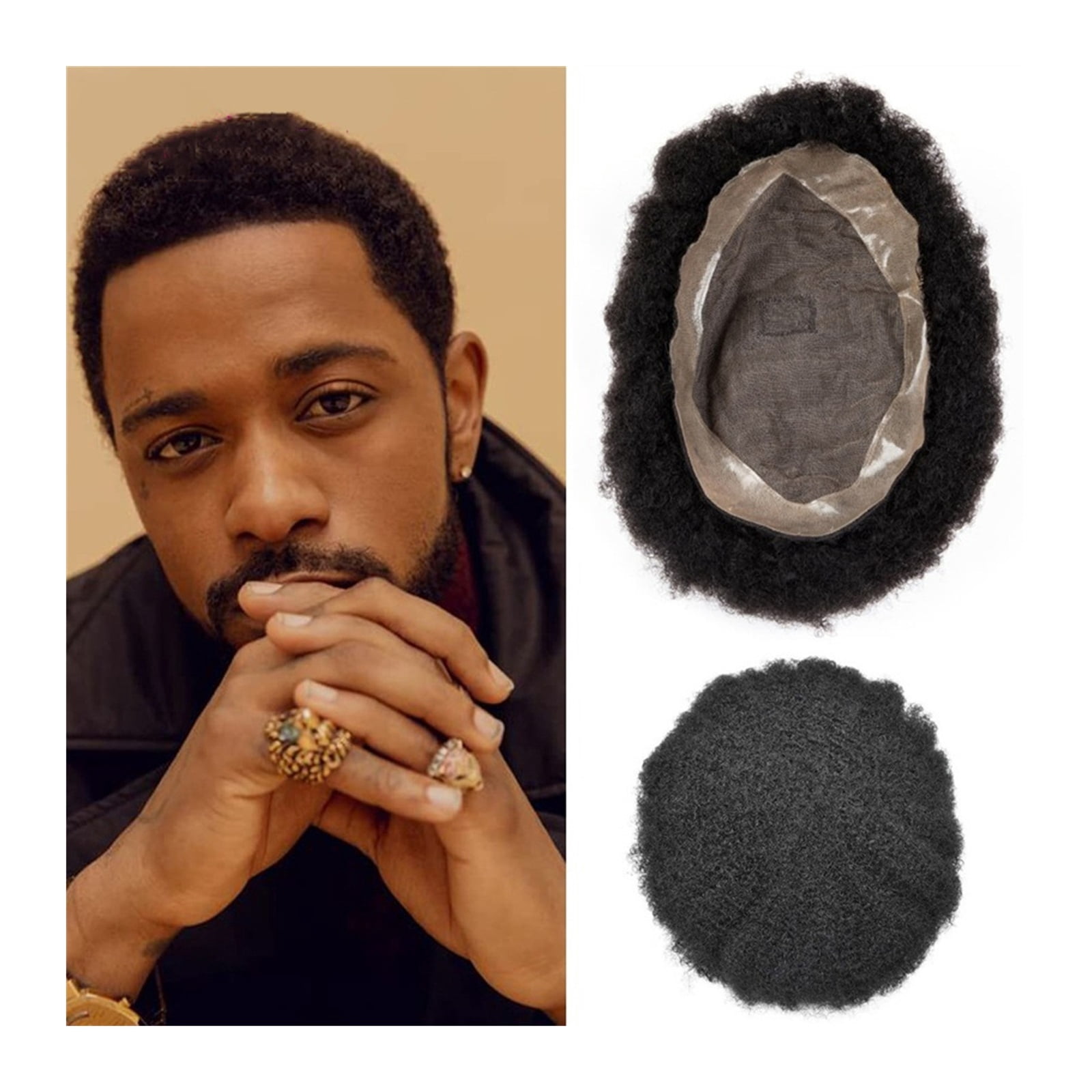 Black Men African Curly Hair Wigs - Natural-Looking, Breathable Men's ...