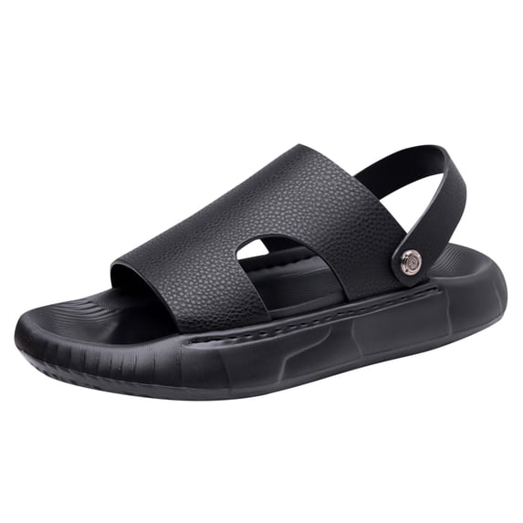 Black Men Fashion Open Toe Sandals With Cowhide Soft Sole Design Ideal ...