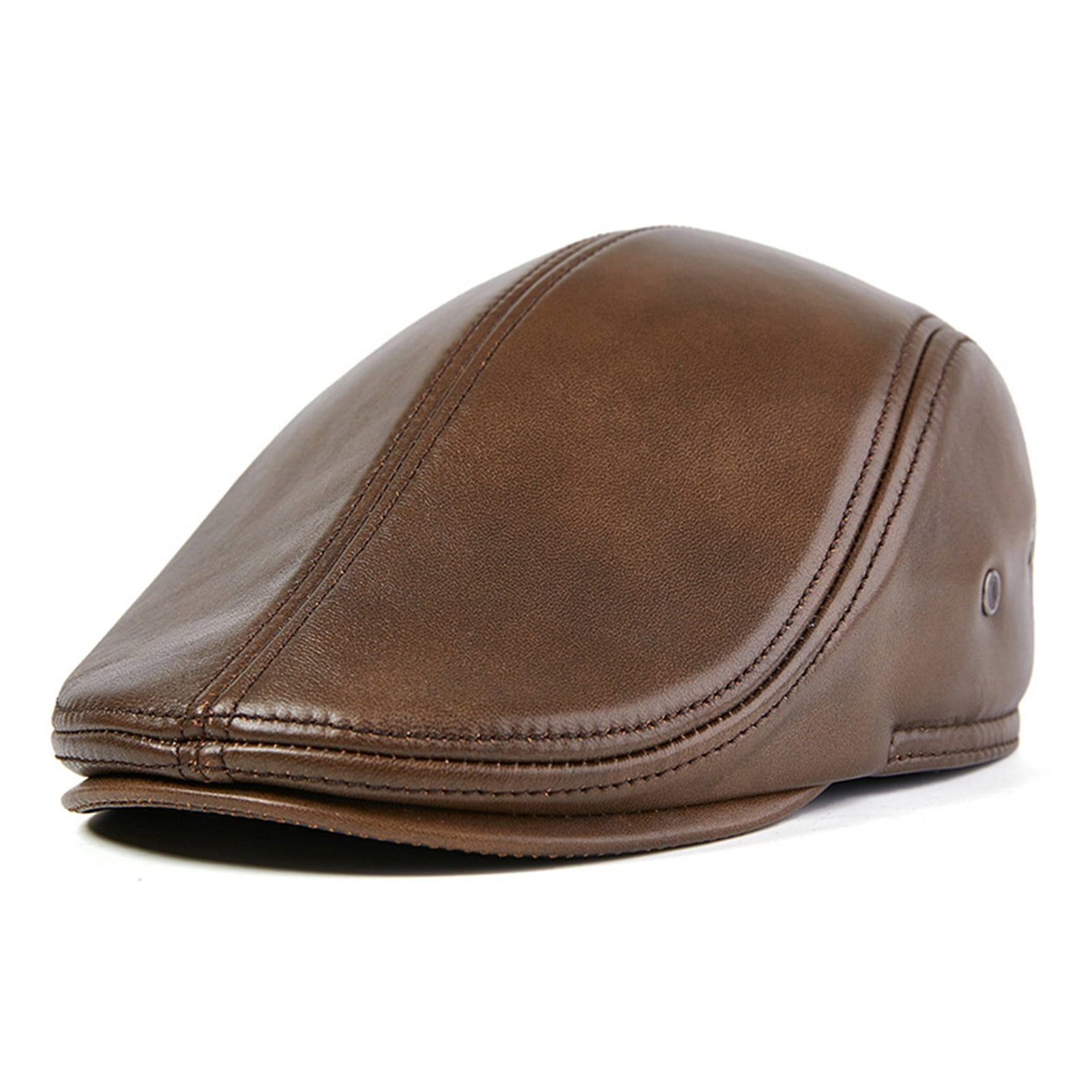 Black Men Flat Cap Sheepskin Real Leather Men's Gatsby Cap Autumn Winer Earflaps Men's Duckbill ...