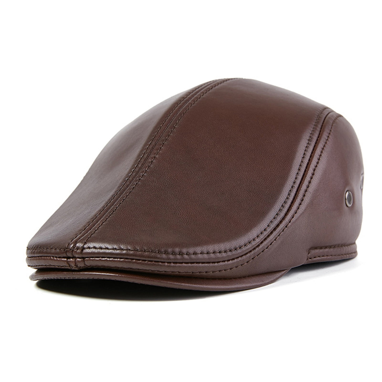 Black Men Flat Cap Sheepskin Real Leather Men's Gatsby Cap Autumn Winer Earflaps Men's Duckbill ...