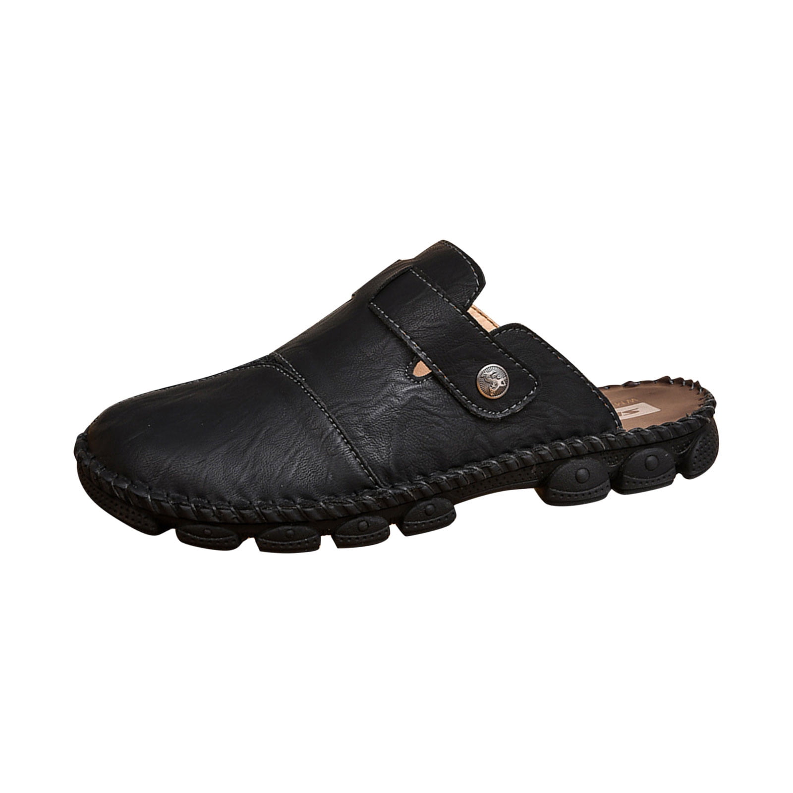 Black Men'S Outdoor Half Slip Sandals, Thick Sole For Beach Summer ...