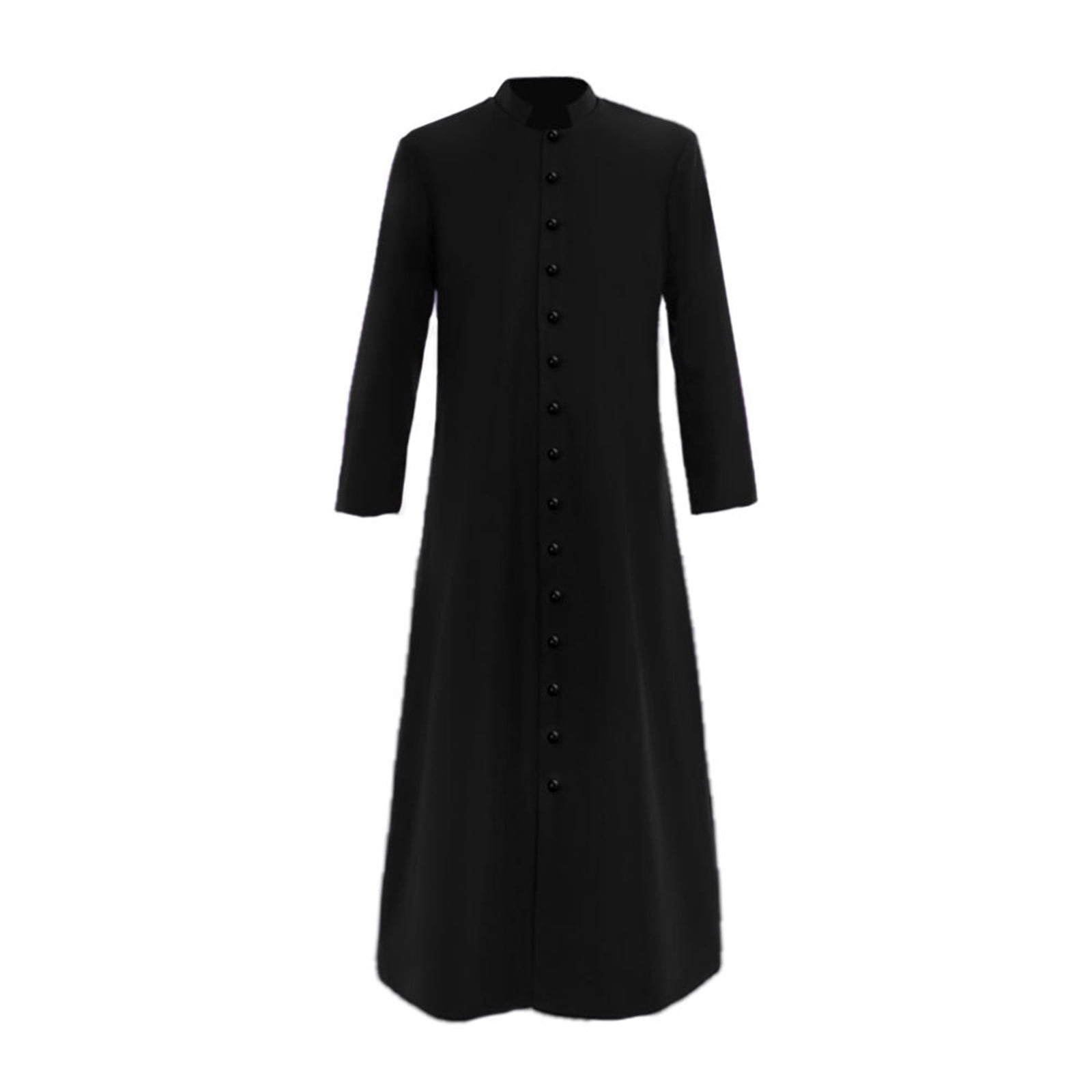 Black Men'S Priest Robe Roman Standing Collar Ing - Walmart.com