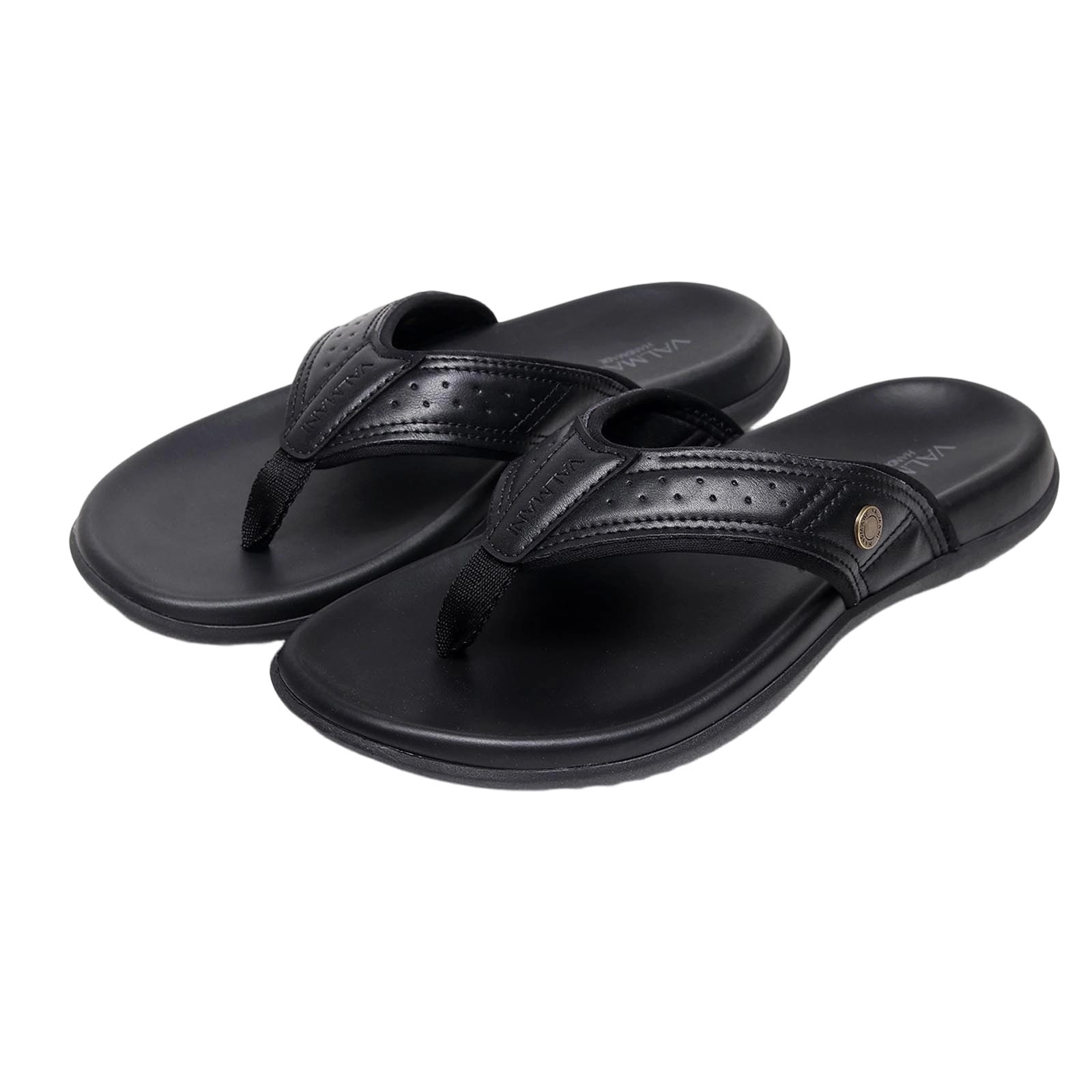 Black Men'S Thong Slippers Round Toe Open Toe Comfortable Slip On ...