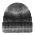 Black Men'S Winter Knitted Beanie, Gradient Velvet Hat With Ear ...