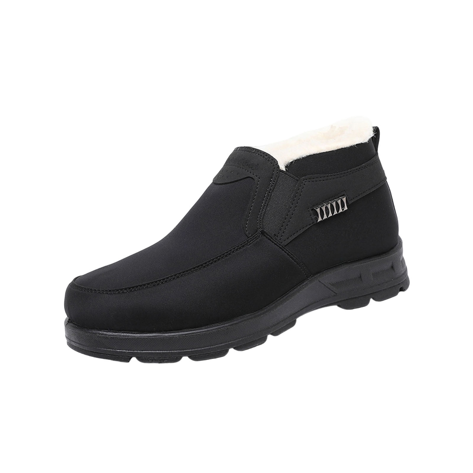 Black Men Snow Boots Fleece Lined Waterproof Outdoor Winter Shoes ...