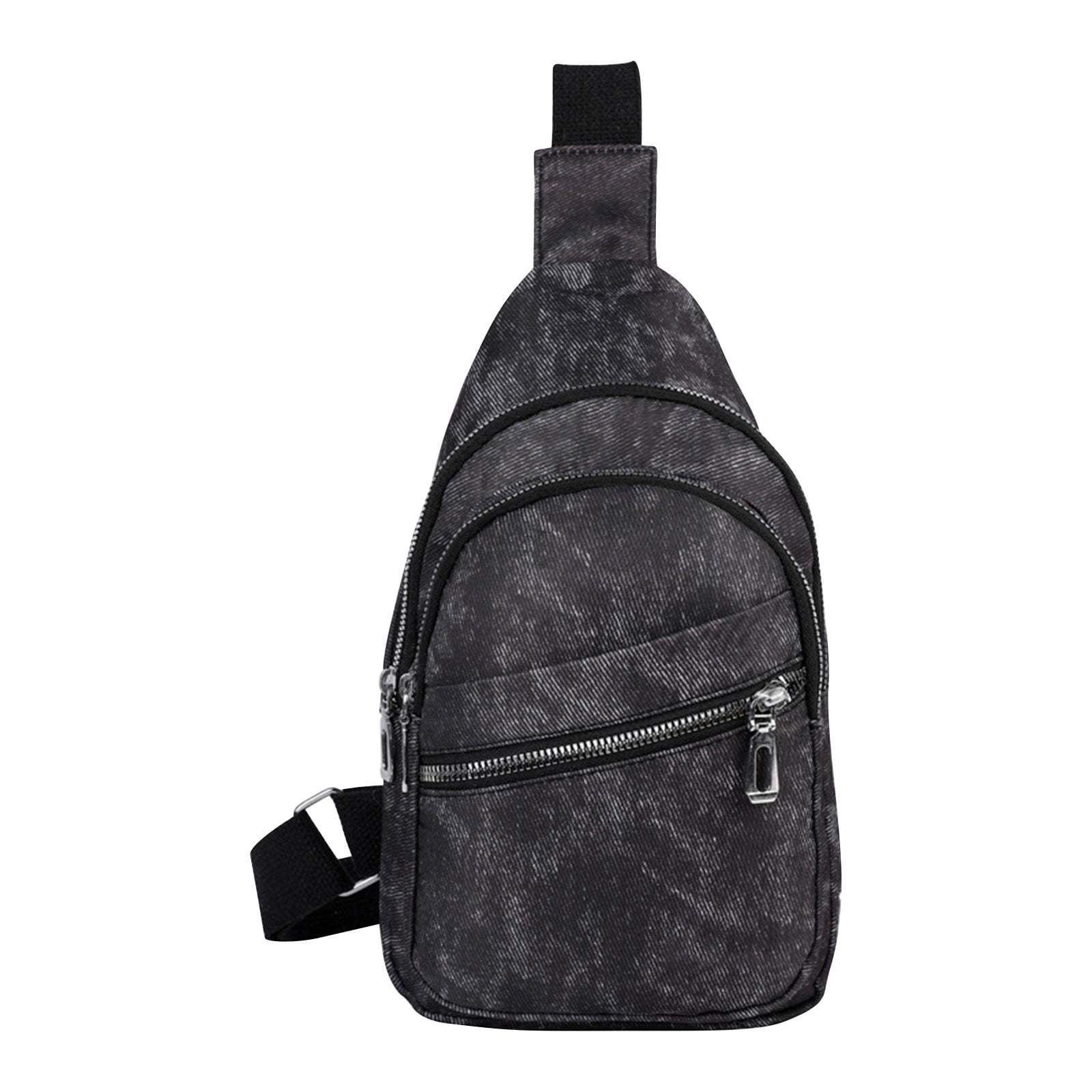 Black Men's Running Chest Bag, Adjustable Shoulder Sling Pack with ...