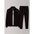 Black Mens 2-Piece Casual Sports Set: Stand-Up Collar Zip-Up Sweatshirt ...