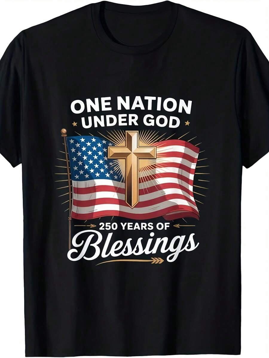 Black Mens 250 Years Under God Christian T-Shirt - Patriotic American ...