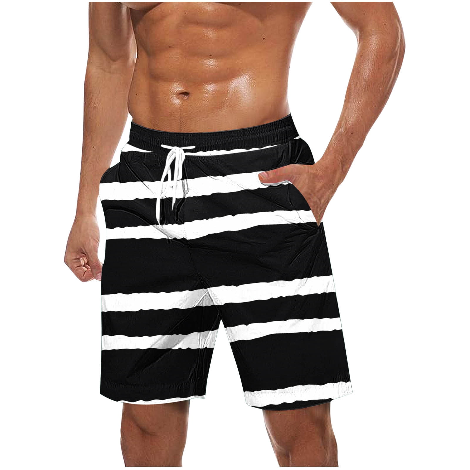 Black Mens Beach Casual Shorts Trousers Pants Shorts for Man Graphic ...