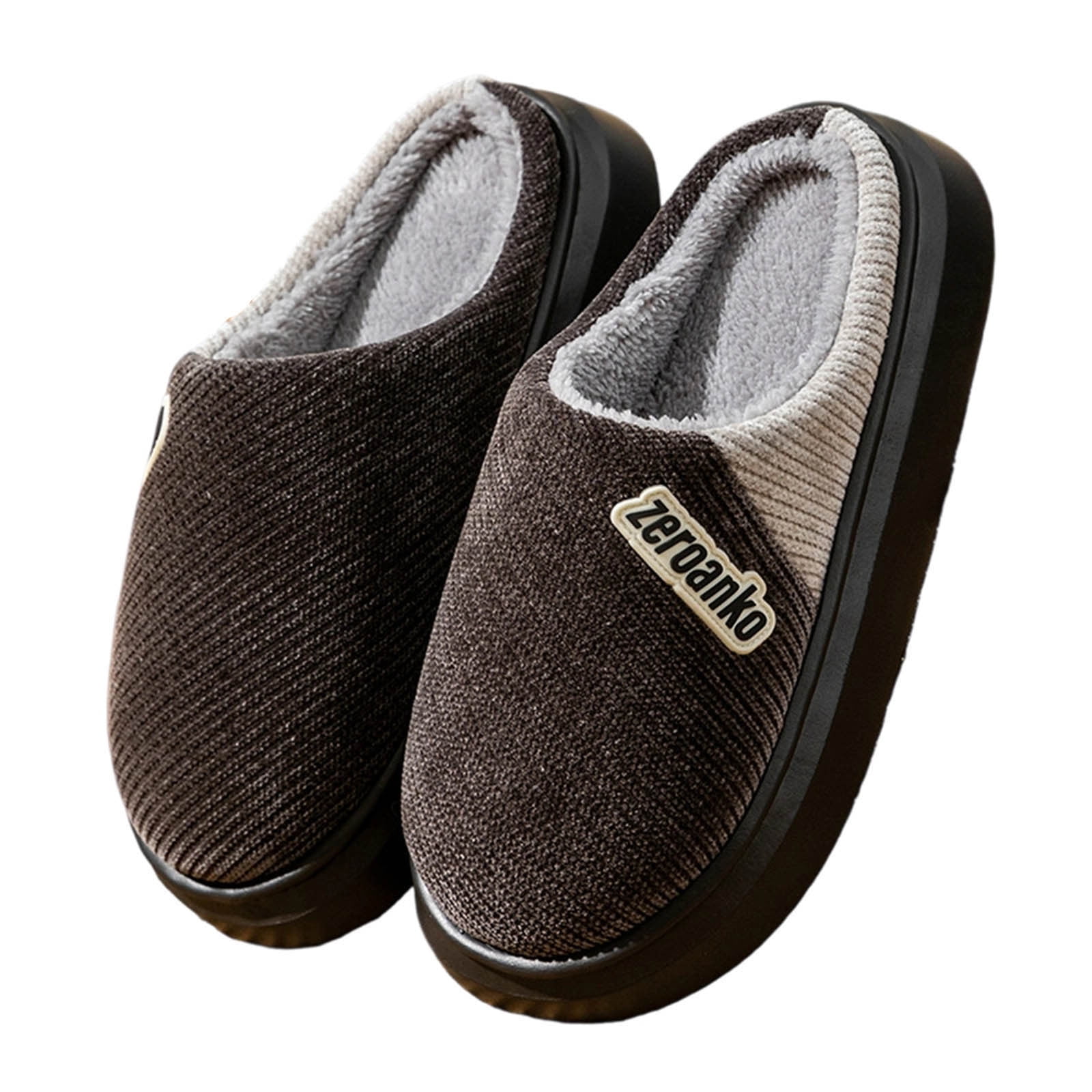Black Mens Chic Winter Home Thick Sole With Insulation Silent Slippers ...