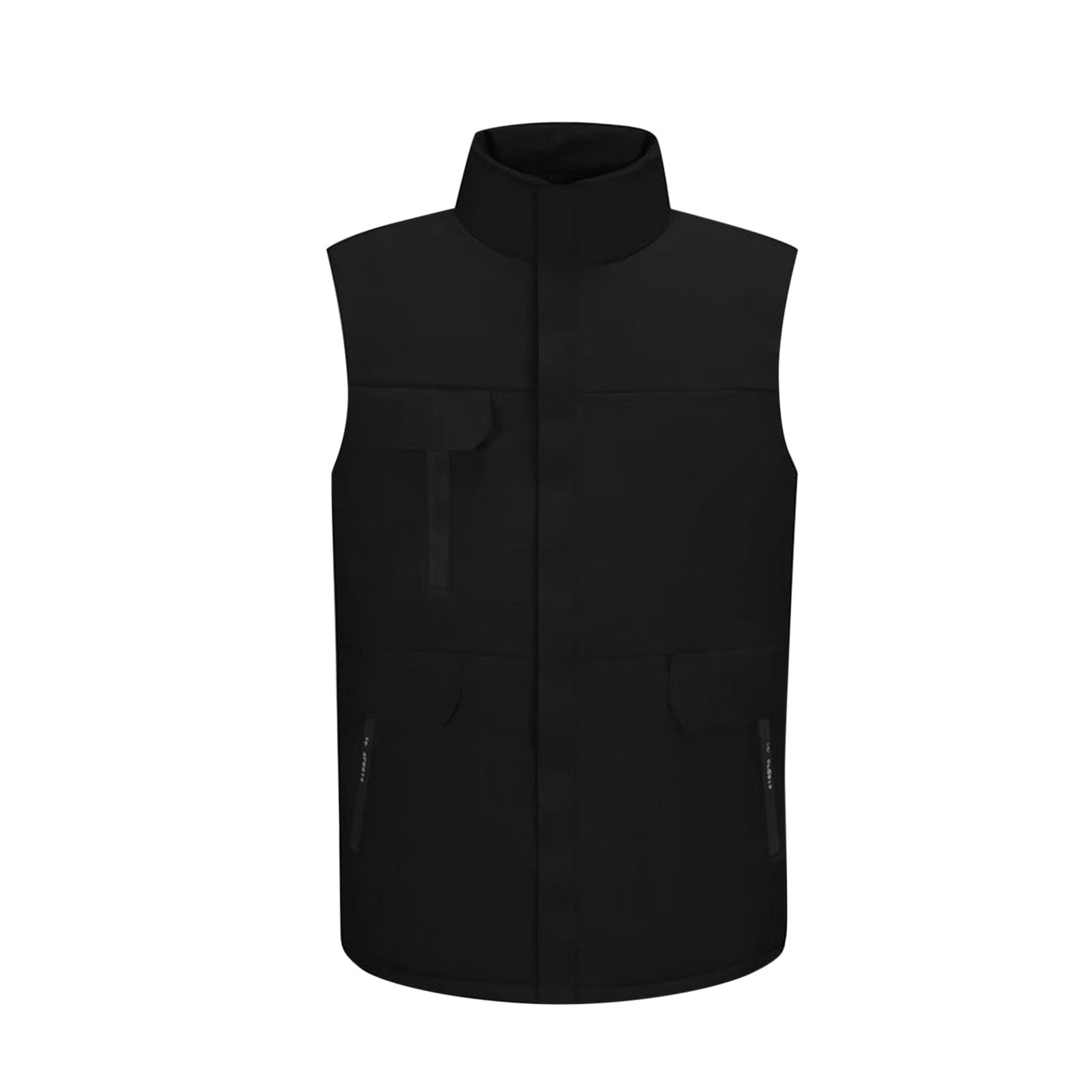 Black Mens Collared Neck Padded Zip Up Vest Padded Jacket Outfit for ...