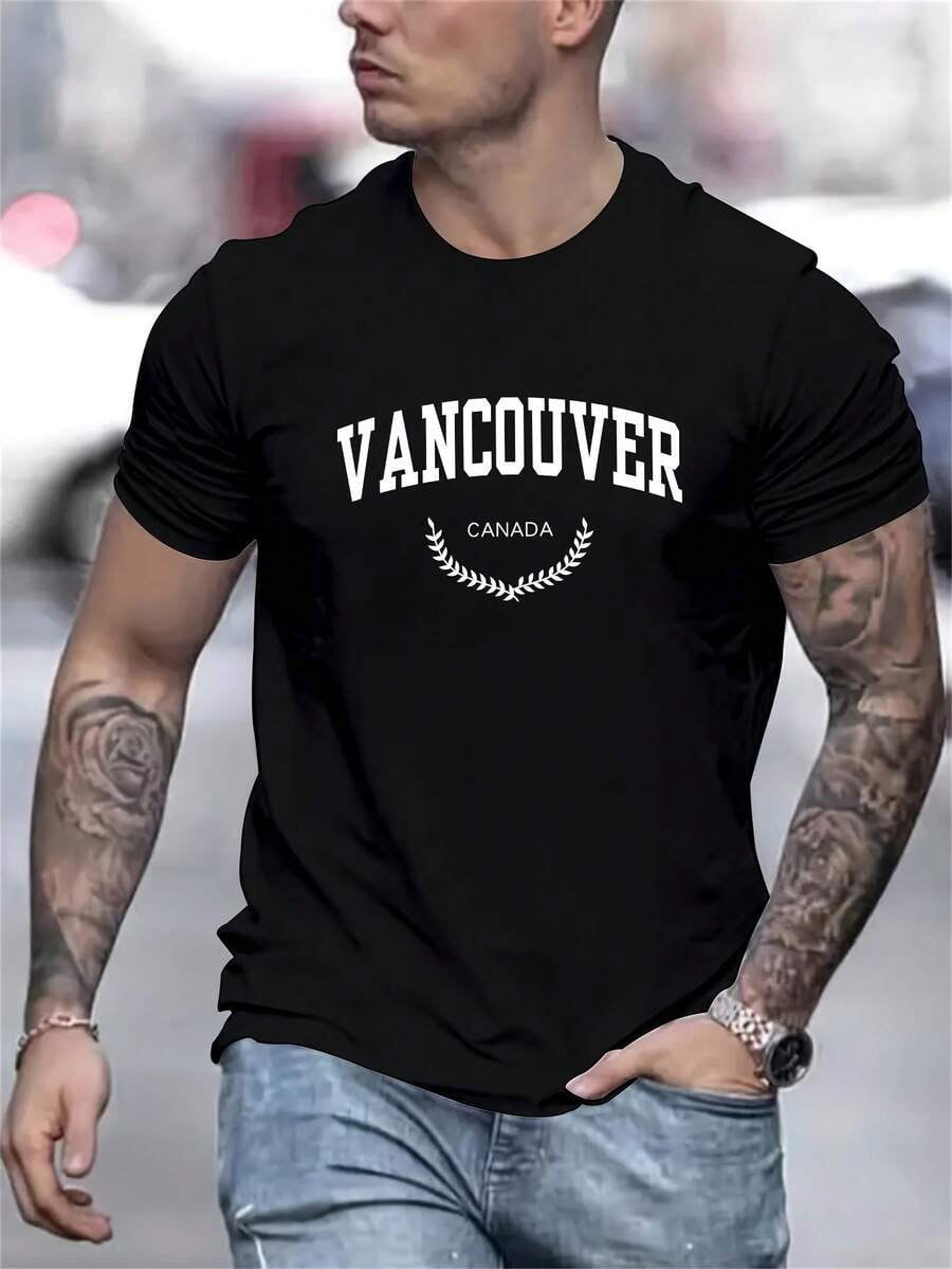 Black Mens Crew Neck Graphic Tee Vancouver Canada Print Streetwear ...