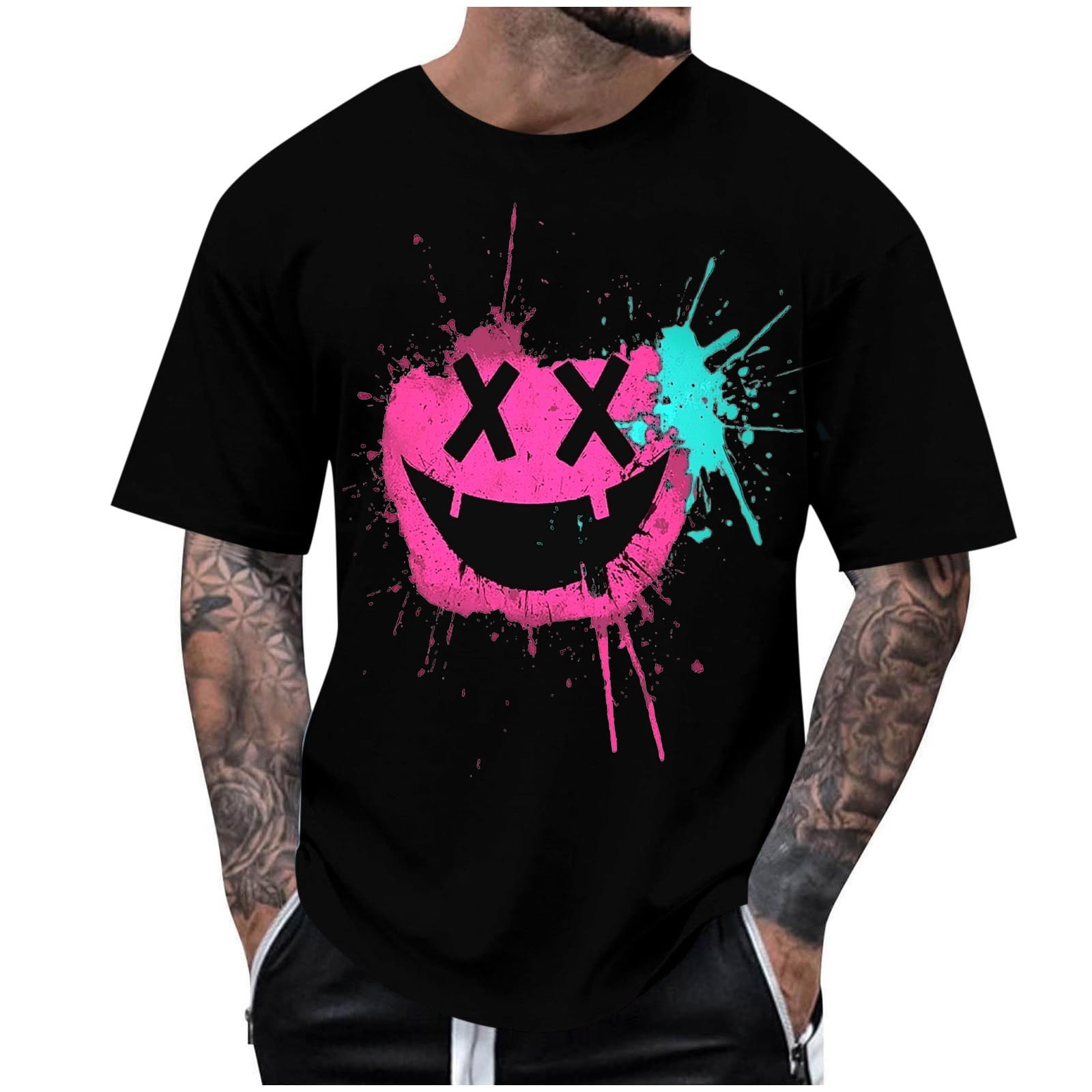 Black Mens Crew Neck Spandex T Shirts Halloween Brunch Tee Tops for ...