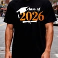 Black Mens Crewneck T-Shirt With Graduation Cap & Class Of 2026 Graphic ...