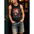 Black Mens Graphic Sleeveless Tank Top With Skull, Roses And Sword ...