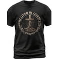 Black Mens Graphic T-Shirt With Rooted In Christ Cross And Roots Design ...