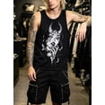 Black Mens Graphic Tank Top With Demonic Horned Figure Print And ...