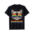 Black Mens LGBTQ Pride T-Shirt With Rainbow Cat Graphic Purride Round ...