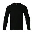 Black Mens Long Sleeve Crew Neck Performance T-Shirt, Soft Breathable ...