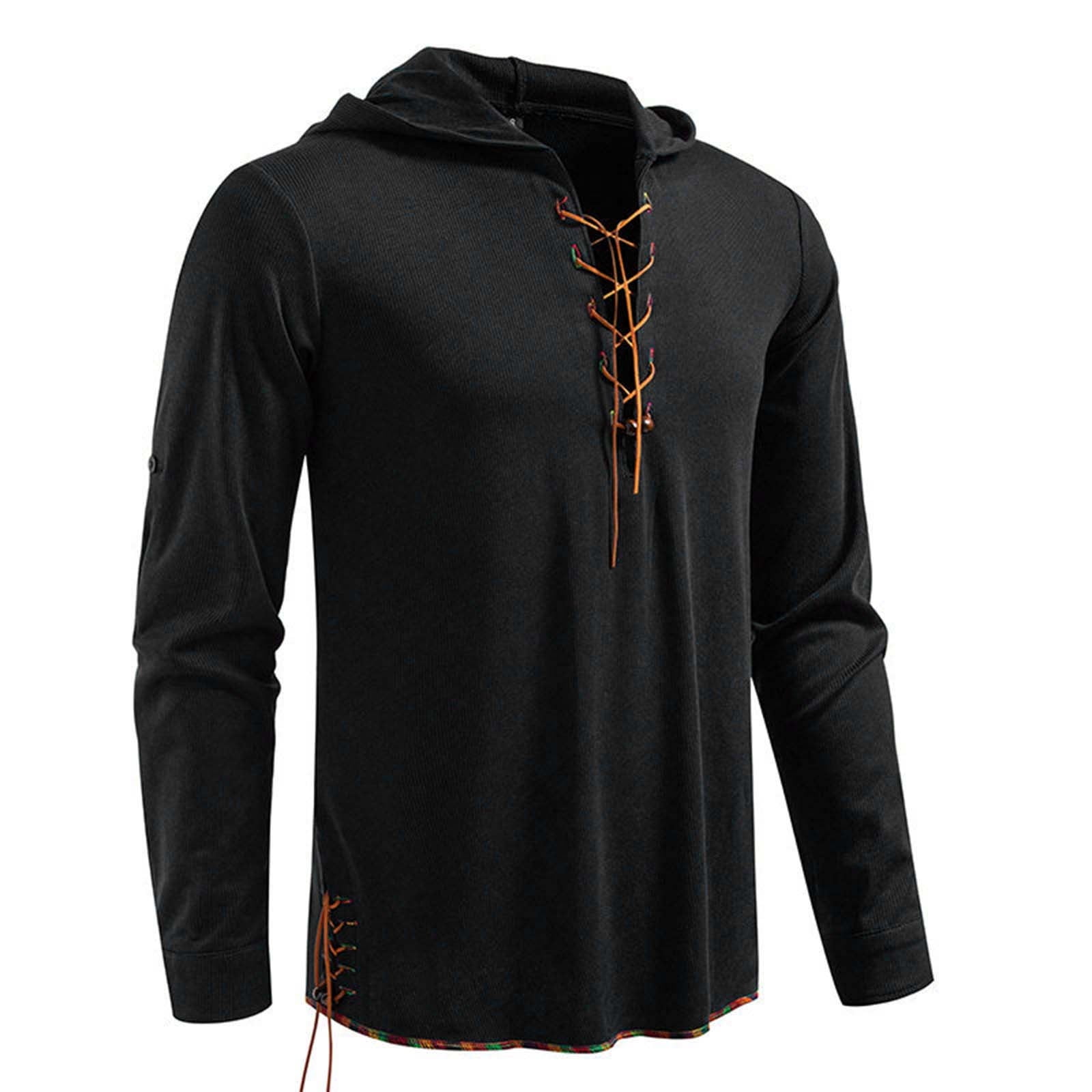 Black Mens Long Sleeve Hoods Coats for Man Spandex Casual Ruched ...