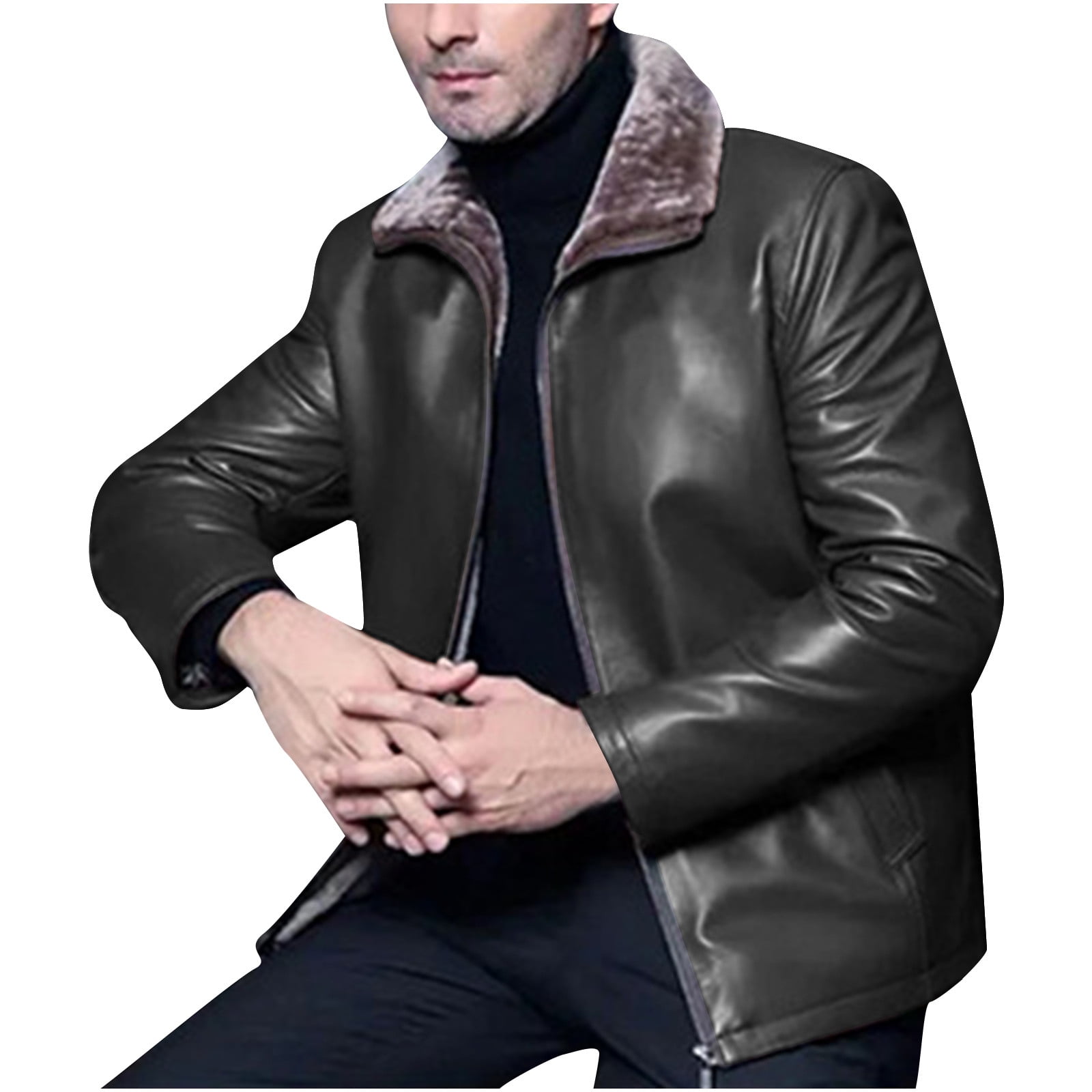 Black Mens Long Sleeve Jackets Outfits for Man Faux Leather Medieval ...