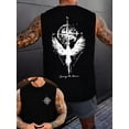 Black Mens Muscle Tank Top With White Compass And Phoenix Print ...